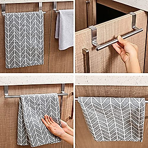 2Pcs Towel Rack Over Door, Towel Bar Hanging Holder, Stainless Steel Bathroom Kitchen Cabinet Towel Rag Rack, Shelf Hanger