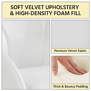 Yaheetech Modern Velvet Vanity Chair Armchair, Flower Shaped Makeup Chair with Golden Metal Legs for Living Room/Makeup Room/Bedroom/Home Office/Kitchen, White
