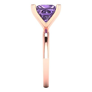 Clara Pucci 3.0 ct Princess Cut Solitaire Simulated Alexandrite Engagement Bridal Promise Anniversary Ring 18K Rose Gold Size 9.5