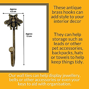 Knobs By Blossom Vintage Antique Brass Iron Wall Hooks Tie Backs Bronze Handmade Metal Animal Hook (3. Bee), TFVSAH