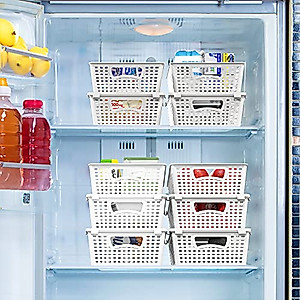 Simple Houseware 6-Pack Plastic Stackable Storage Basket Pantry Organizer, White