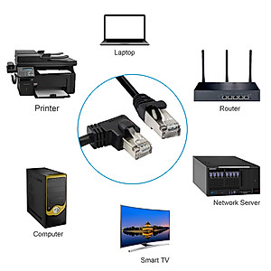 Cat5 Ethernet Cable,RJ45 Male to Male 90 Degree Internet Network LAN Cable Patch Cord for PC, Router, Modem, Printer, Xbox, PS4-1.5FT (Angle Right)