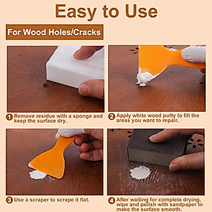Wood Filler, Wood Putty - Wood Filler Paintable, Stainable, Wood Repair Putty for Wood Cracks and Holes on any Wooden Floor Furniture, Hardwood Scratch Repair Kit - 9.87 Ounce White Wood Filler