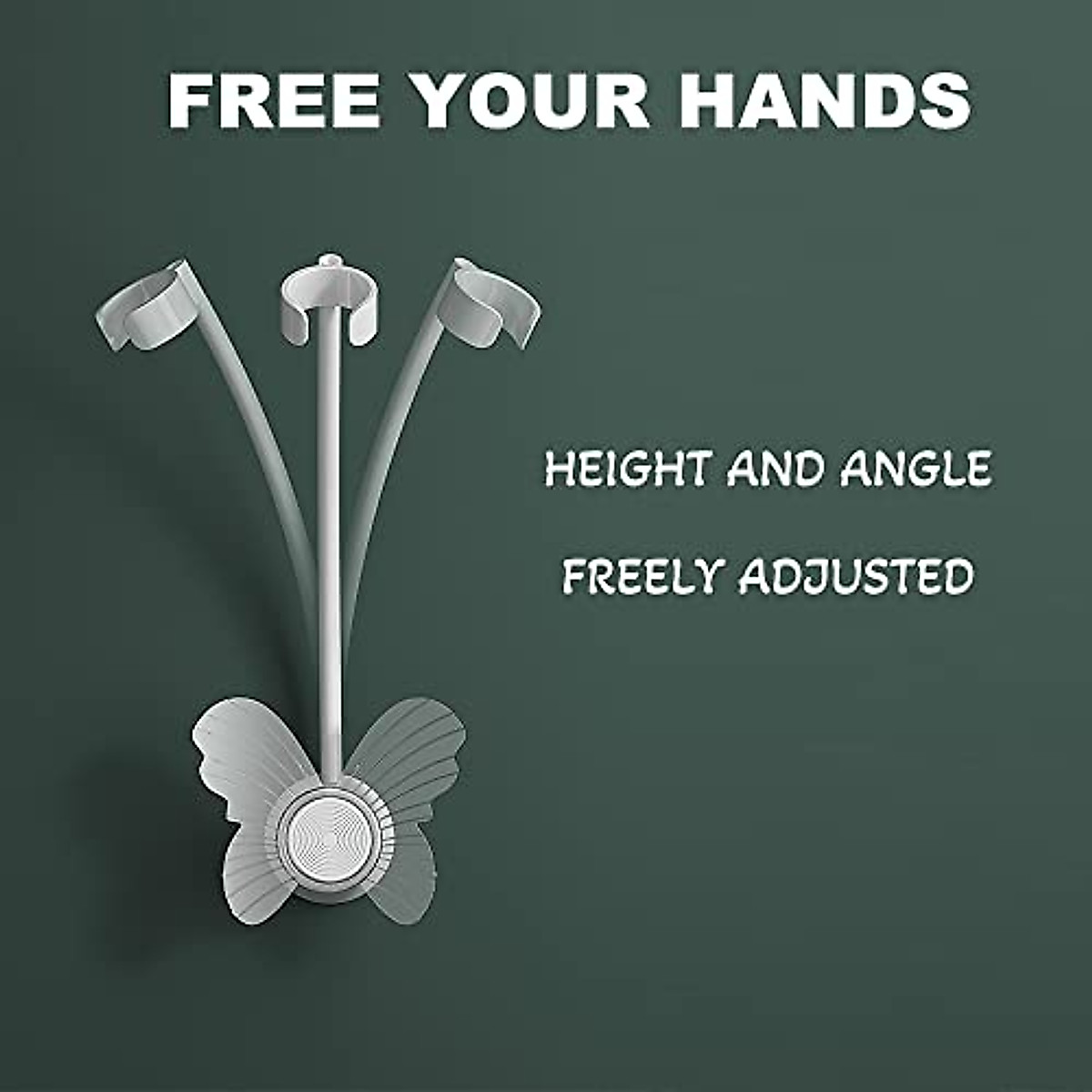 minstely Adjustable Hair Dryer Holder Wall Mounted, Hands Free Blow Dryer Holder, Bathroom Organizer - Butterfly Decor (white)