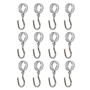 Rannb Wardrobe Closet Hook Stainless Steel Hanging Tube Rod Hook Fit for 25mm Rod -Pack of 12