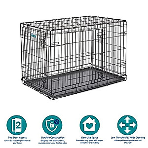 MidWest Homes for Pets Newly Enhanced Double Door iCrate Dog Crate, Includes Leak-Proof Pan, Floor Protecting Feet, Divider Panel & New Patented Features