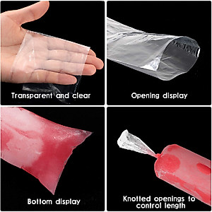Ice Bags Disposable Ice Pop Mold Bags Plastic Ice Candy Bags for Making Ice Pop Yogurt Candy Freeze Pops (120)
