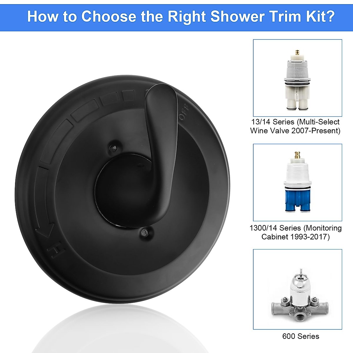 Replacement for Delta Classic 13 Series Single-Function Trim Kit, Black Matte Single Function Shower Valve Trim Kit T13020-BL(Cartridge and Valve Not Included)