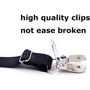 Kedofe Mens Shirt Stays Upgrade Adjustable Elastic Garter Military Shirts Holder with Non-slip Locking Clamps (Black)