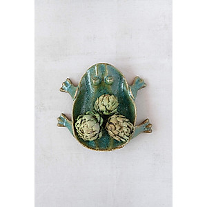 Creative Co-Op Decorative Footed Frog Dish with Reactive Glaze Finish (Each one Will Vary)