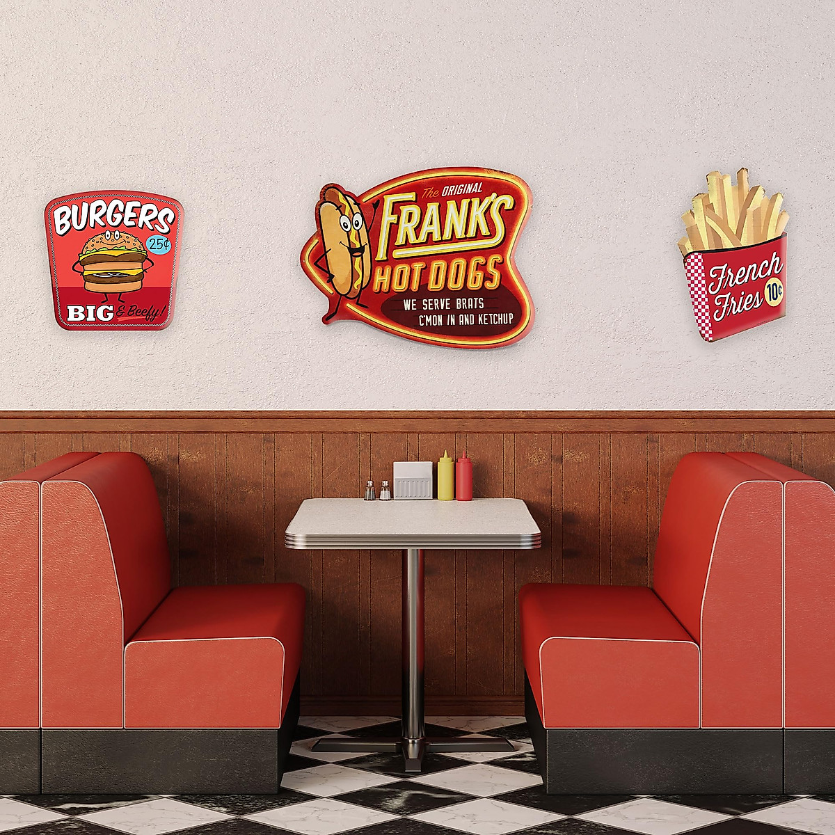 French Fries Embossed Metal Sign - Vintage Diner French Fries Sign for Kitchen or Man Cave