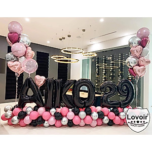 Lovoir 40 Inch Large Black Letter C Balloons Big Size Jumbo Mylar Foil Helium Balloon for Birthday Party Celebration Decorations Alphabet Black C