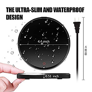 Coffee Mug Warmer & Mug Set, KRGMNHR Smart Coffee Warmer for Desk with Auto Shut Off for Desk Home Office Use, Pressure-Activated Technology, 15oz Flat-Bottomed Ceramic Mug, Black Set (Upgrade)