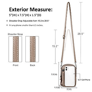 befen Small Genuine Leather Crossbody Cell Phone Bag Wallet Purse with Phone Pocket for Women (Nude)