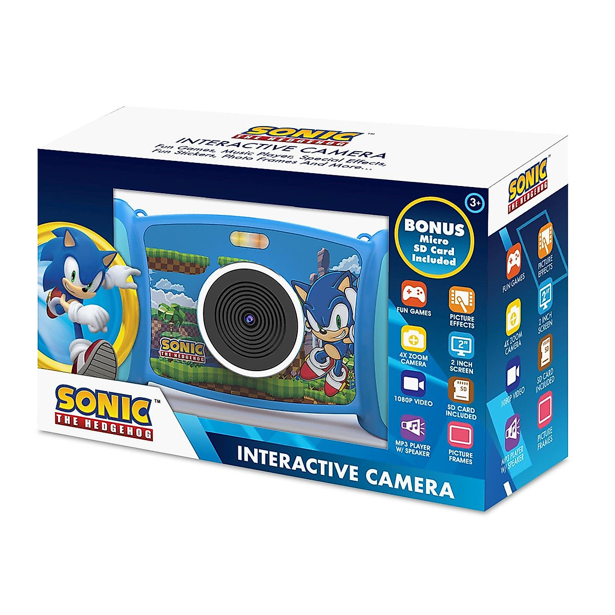 FirstTrends Sonic The Hedgehog Interactive Camera for Kids, Fun Rechargeable Camera for Children with Video, 4 x Zoom Camera, MP3 Player, Cool Games & More- SD Card Included- Aged 3+