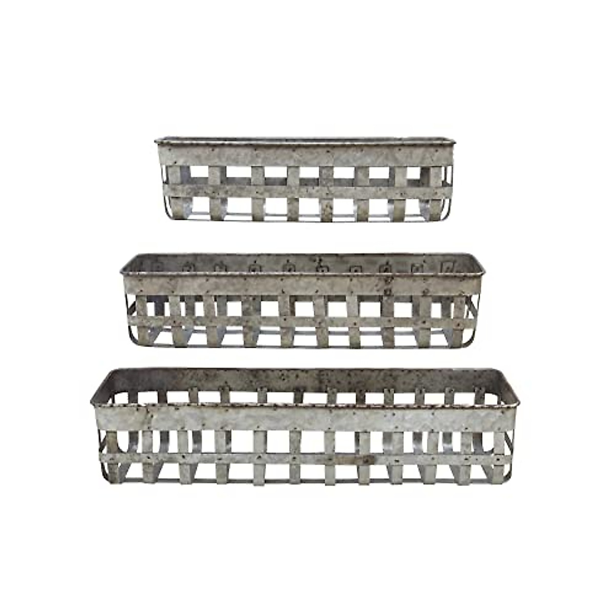 Creative Co-Op Set of 3 Rectangle Open Weave Iron Baskets