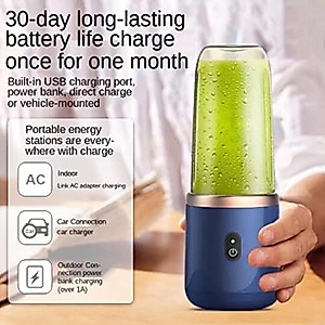 Portable Blender, 14 Oz Usb Personal Size Mini Fruit Juice Mixer, Strong Cutting Power with Six Blades for Smoothie, Fresh Juice,Shakes and Smoothies