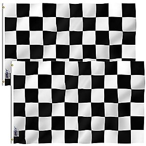 ANLEY Pack of 2 Fly Breeze 3x5 Foot Checkered Flag - Vivid Color and Fade Proof - Canvas Header and Double Stitched - Black and White Racing Flags Polyester with Brass Grommets 3 X 5 Ft