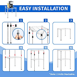 HealSmart Heavy Duty Shelving Unit, Wire Metal Stackable Storage, 1-Tier Shelf, Chrome, 15" W x 13.8" D x 15" H