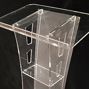 CNCEST Acrylic Podium Pulpit Plexiglass Transparent Stand Lectern 110cm for Conference (23.62x15.75x43.31 Inch), Clear