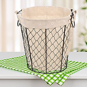 Zerodeko Metal Wire Laundry Hamper with Liner Iron Storage Basket Reusable Desktop Storage Organizer Dirty Clothes Bin Basket for Bathroom Laundry Closet Black