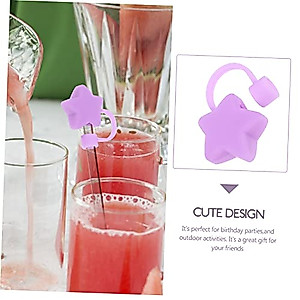 TENDYCOCO 3pcs Soft Rubber Straw Stopper Silicone Straw Tips Cover Straw Covers Cap Rubber Straws Tips Lovely Straws Tip Straw Tips Lid Purple Protective Cover -
