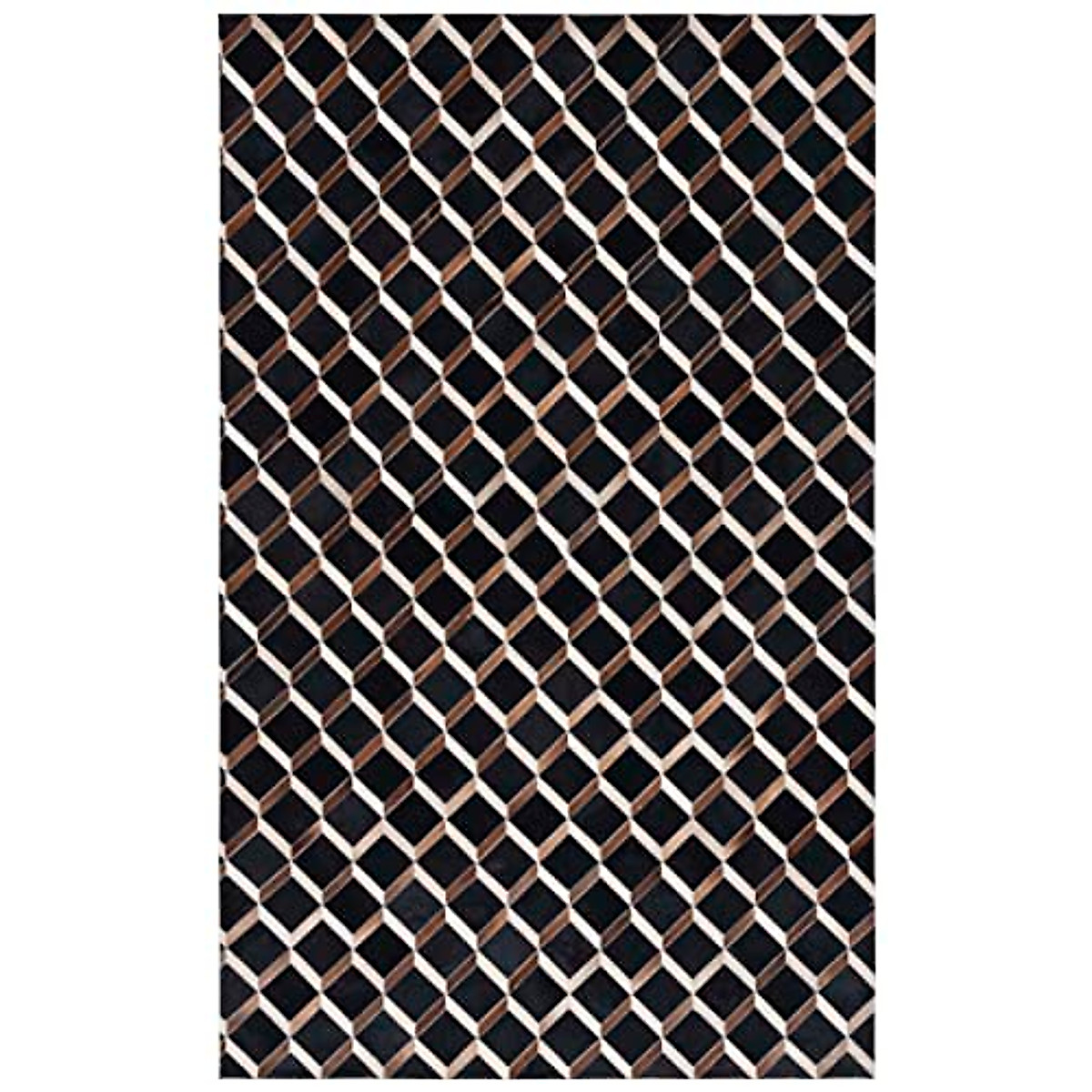 Safavieh Studio Leather Collection Area Rug - 5' x 8', Black & Brown, Handmade Modern Leather & Wool, Ideal for High Traffic Areas in Living Room, Bedroom (STL901Z)