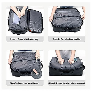 Backpack for traveling on airplane,17 inch laptop backpack women,Completely waterproof backpack for women men 70L large travel backpack personal item size with Vacuum Bag Inside Save Space,Black