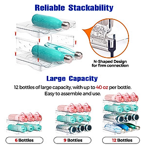 boailydi Water Bottle Organizer for Cabinet, Stackable Water Bottle Racks for Kitchen Pantry Organization and Storage -2 Packs, Hold 6 Bottles, Clear
