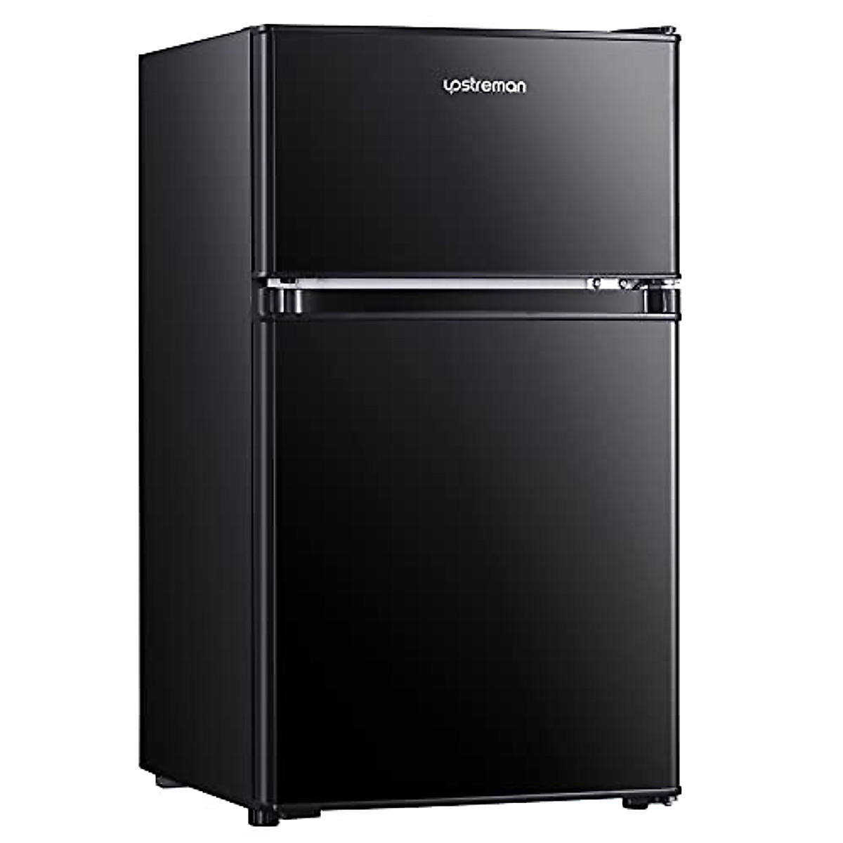 Upstreman 3.2 Cu.Ft Mini Fridge with Freezer, Double Door Mini Fridge, Adjustable Thermostat, Mini Refrigerator for Dorm, Office, Bedroom, Black