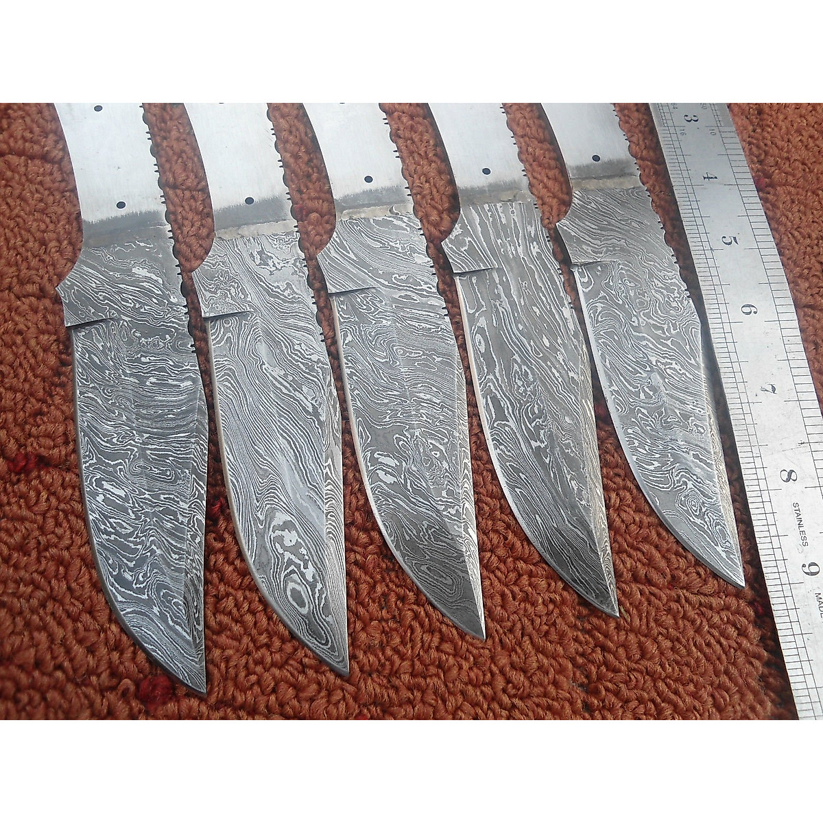 LOT OF 5 PIECES HAND FORGED DAMASCUS STEEL FULL TANG KNIFE BLANK BLADE KNIFE MAKING SUPPLIES