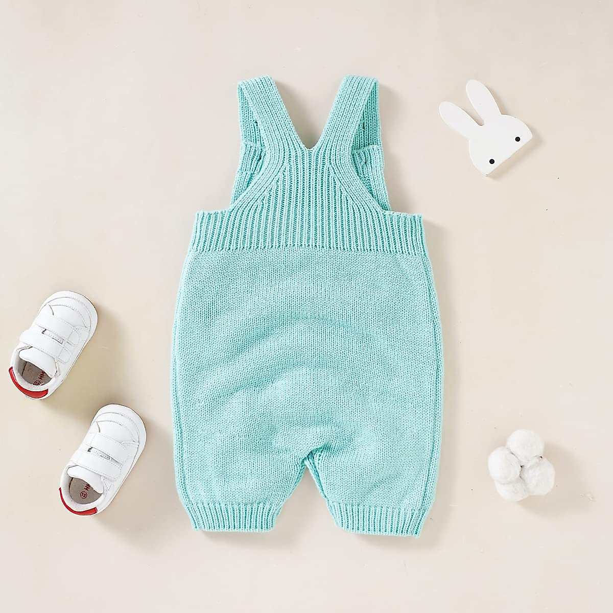 Wytyjxccyy My 1st Easter Outfit Newborn Baby Girl Boy Bunny Knitted Romper Overalls Suspender Jumpsuit Spring Summer Clothes (Blue,12-18 Months)