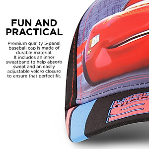 Disney Boys Baseball Cap, Lightning McQueen Adjustable Toddler Hat, Ages 2-4, Black