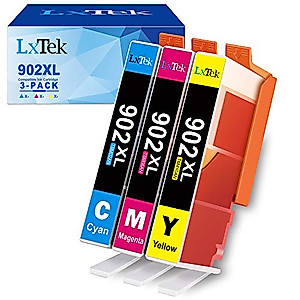 LxTek Compatible Ink Cartridge Replacement for HP 902XL 902 XL to use with Officejet 6978 6968 6962 6954 6975 Printers (1 Cyan 1 Magenta 1 Yellow, 3 Pack)