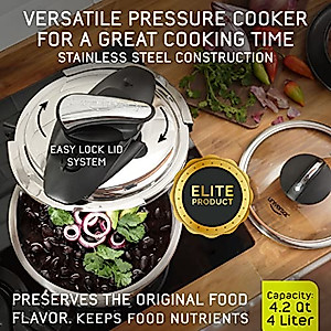 Universal 4.2 Quart / 4 Liters Stainless Steel Easy Use Pressure Cooker with Extra Tempered Glass Lid, Induction Compatible, Pressure Cooker & Multipurpose Pot, 5 servings, Pressure Canner