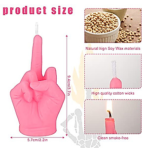 2 Pieces Middle Finger Aesthetic Candles Soy Wax Hand Shaped Candle Funky Room Decor Aesthetic Danish Room Decor Cool Trendy Modern Hippie Room Decor (Pink)