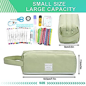 OuMeng Pencil Bag Pen Case, Large Capacity Students Stationery Pouch Pencil Holder Desk Organizer with Double Zipper, Can be Used to Organize Stationery Such as Pencils, Markers (Green)