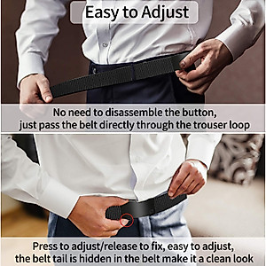 WONDAY Nylon Ratchet Belt 2 Pack, Web Belts for Men Nylon Belt Automatic Slide Buckle (Black+Grey, S - Fit waist 30"-36")