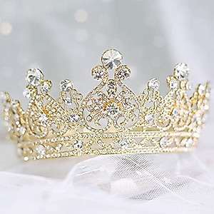 Makone Gold Tiara Crown for Women Girls, Crowns Tiaras Hair Accessories for Birthday Wedding Prom Bridal Party Halloween Costume Christmas Gifts