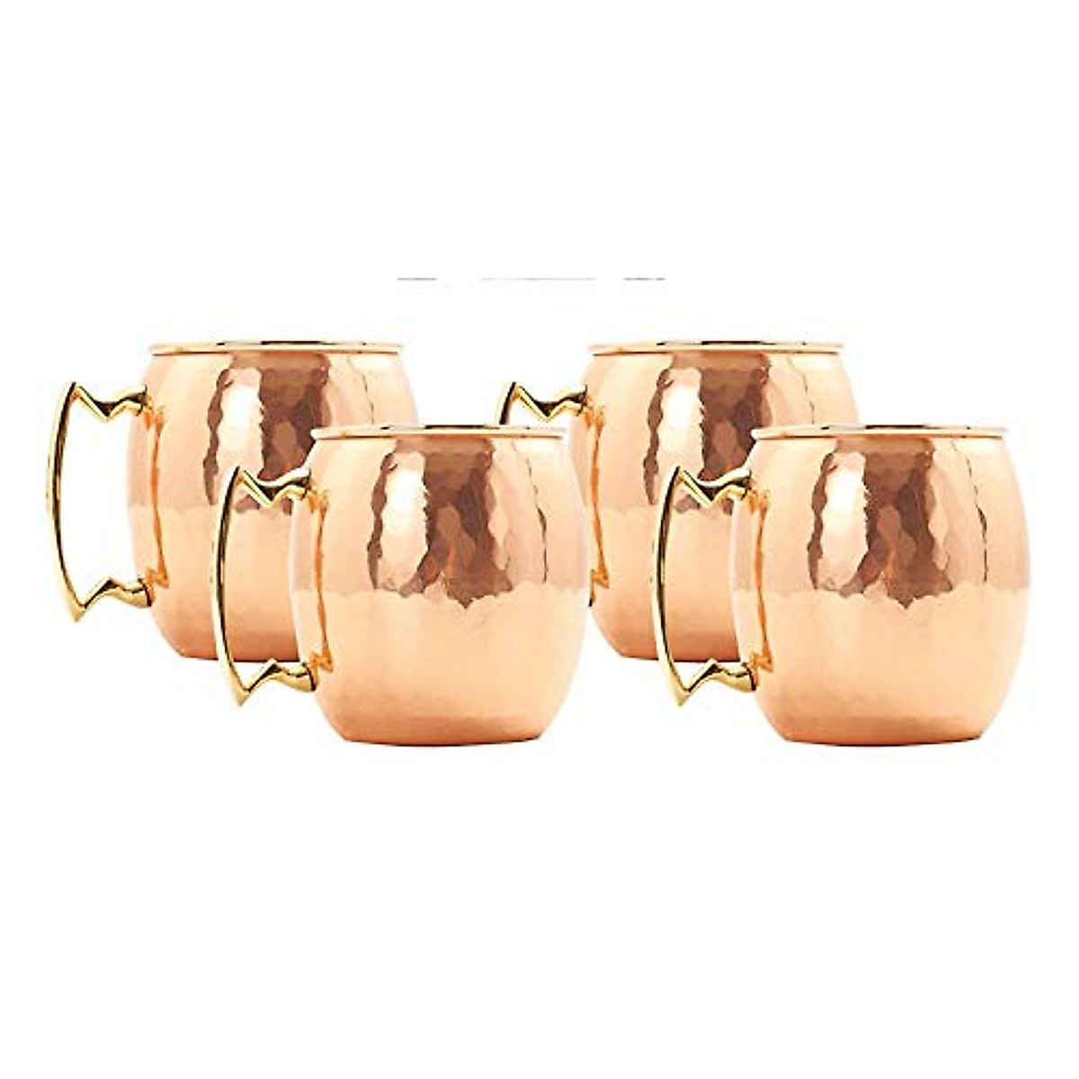 Deco 89 18 Ounce Drinking Mug, Set of 4 Moscow Mule Hammered Copper