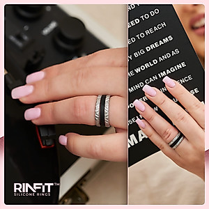 Rinfit Silicone Wedding Rings for Women - Soft, Stackable & Thin Silicone Ring Women - Rubber Wedding Bands Women- U.S. Design Patent Pending - SetI, Size 7