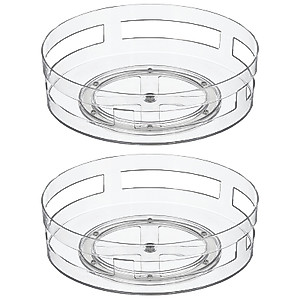 mDesign Lazy Susan Turntable Plastic Open Vented Spinner for Kitchen/Bathroom, Pantry, Fridge, Cupboards, Counter Organizing, Fully Rotating Organizer for Food, 11.5" Round - 2 Pack, Clear