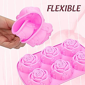 MOTZU 6 Cavity Rose Flower Silicone Ice Cube Candy Chocolate Cake Cookie Cupcake Baking Soap Mould