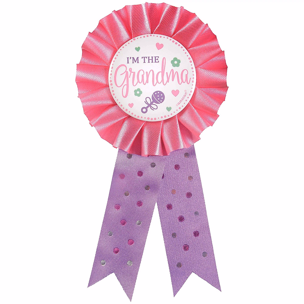 Blue I Am The Grandpa and Pink Grandma Ribbons - 2 Award Pins | Perfect for Baptism, Christening, Baby Showers, Gender Reveals Party, Baby Birth - Rosette Button Baby Name Celebration
