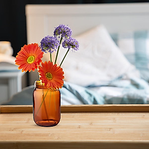 6 Pieces 64 oz Amber Glass Mason Jars Glass Mason Jars Amber Canning Jar Container Set Embossed Half Gallon Fermenting Jars with Airtight Lids for Canning Freezing Preserving Beverages Jar Decor