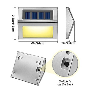 24 Packs Outdoor Fence Lights Solar Powered Deck Lights Waterproof Backyard Lighting Stainless Steel Lamp Stairs Fence Light Security Wall Lamps for Step Walkway Patio Garden Pathway (Warm White)