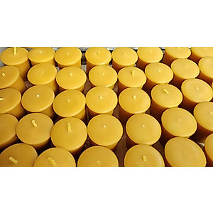 TELOSMA Organic Beeswax Votive Candles - Natural Scent Smokeless for Weddings, Restaurants, Parties, Spa and Decorations -Pack of 12, Yellow