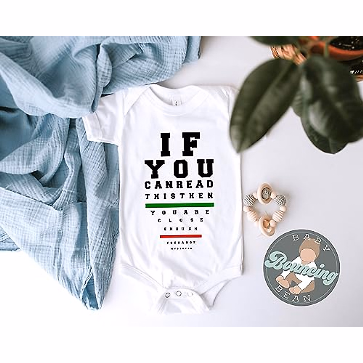 If you can read this you are close enough to change my diaper Snellen chart funny baby boy or girl unisex bodysuit matching twin set (3-6 Month US)