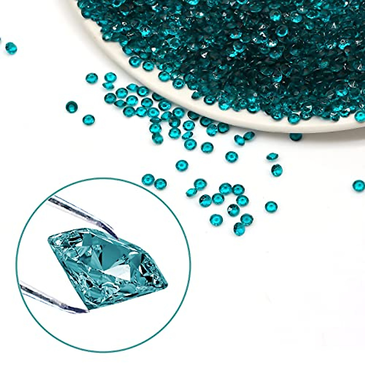 Miraise 10000 Acrylic Crystals Diamonds Confetti Scatter Crystals Wedding Scatter Table Home Decoration 4.5mm (Teal Blue)…