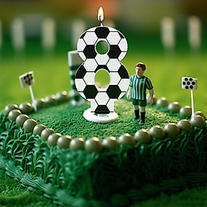 Conelist Soccer Number Candles Soccer Birthday Candles Soccer Ball Cake Topper Decorations for Kids Adults Numeral Anniversary Celebrations Supplies (Number 8)
